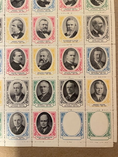 US Presidents 1953 Gummed Paper Seals - Etsy