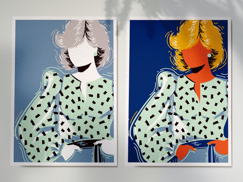 Faceless Portrait Art, Princess Diana Print | Unframed A5 A4 A3 ...