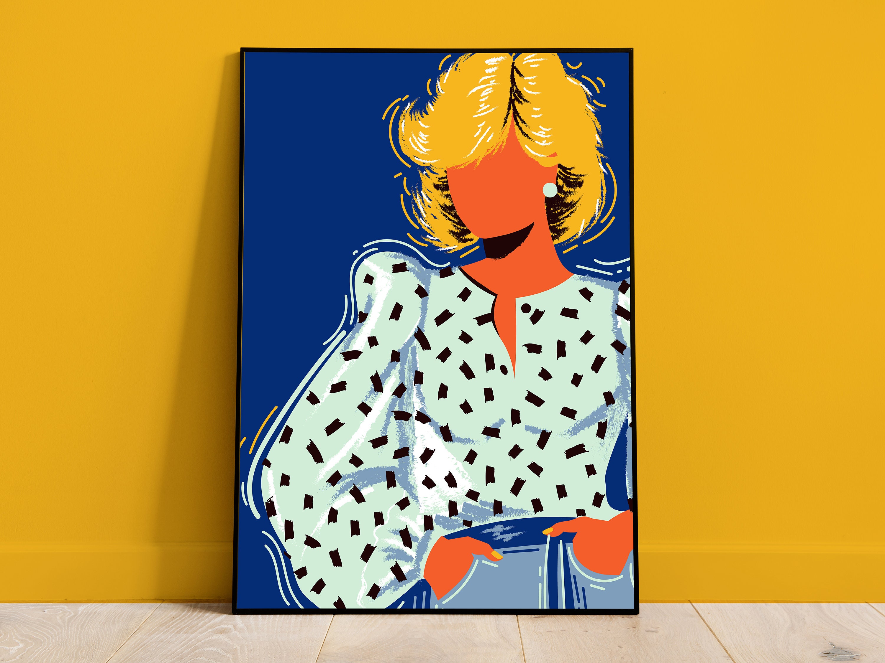 Faceless Portrait Art, Princess Diana Print | Unframed A5 A4 A3 ...