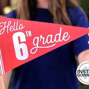 Hello 6th Grade Flag | Back to School Sign | First Day of School ...