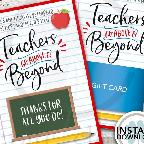 Teacher Appreciation Gift Card Holder PRINTABLE Thank You - Etsy