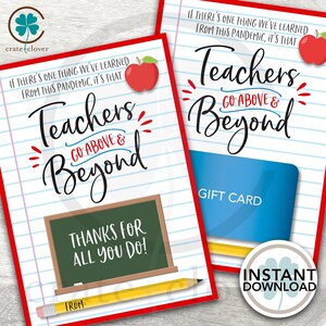 Teacher Appreciation Gift Card Holder PRINTABLE Thank You - Etsy