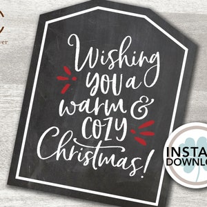Christmas Gift Tag | Wishing You a Warm and Cozy Christmas | PRINTABLE ...