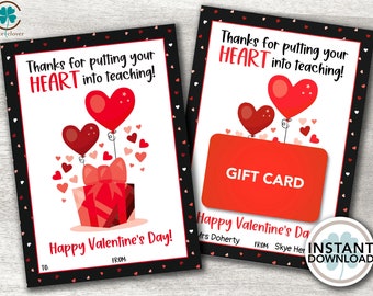 Teacher Appreciation Gift Card Holder PRINTABLE Thank You | Etsy