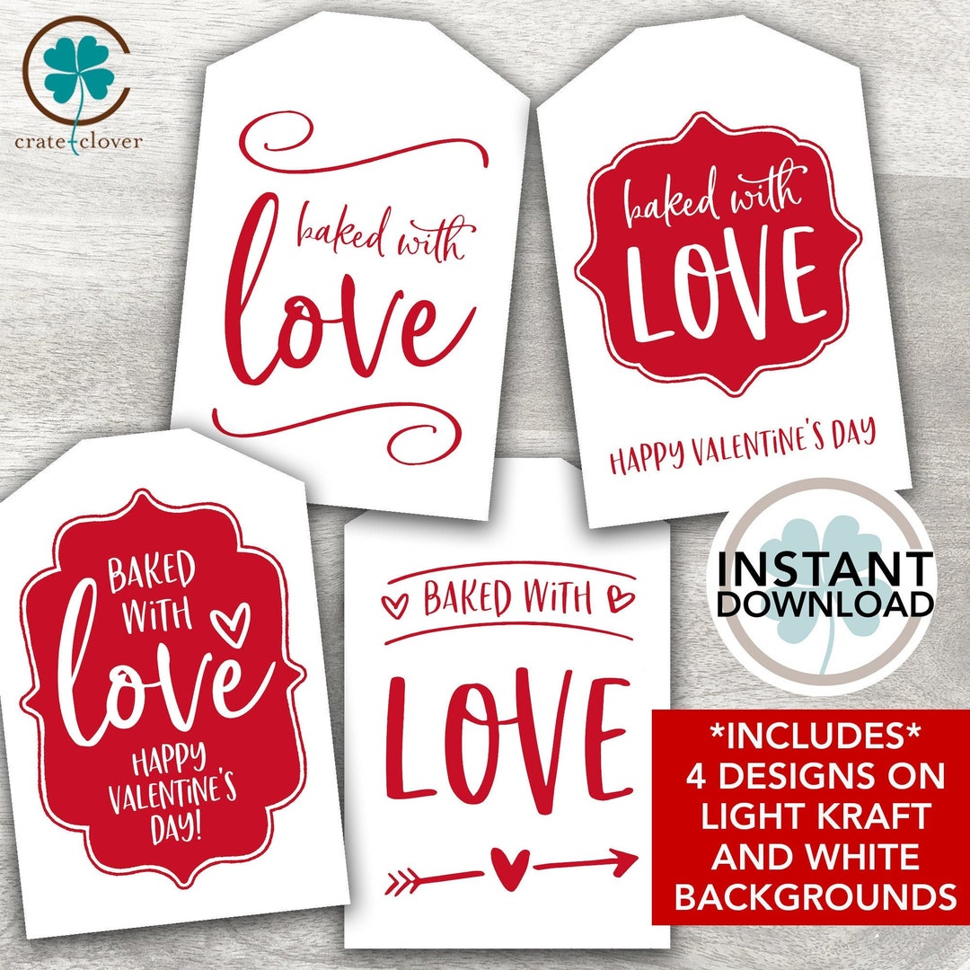 Baked With Love Gift Tag: Valentine's Day Printable (digital Download ...