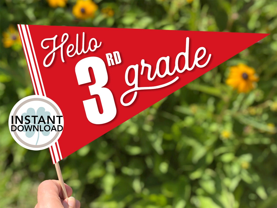 Hello 3rd Grade Flag Back to School Sign First Day of - Etsy