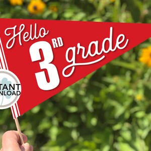 Hello 3rd Grade Flag | Back to School Sign | First Day of School ...