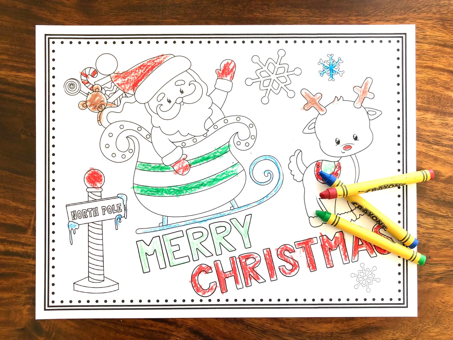 Christmas Coloring Sheet PRINTABLE Placemat Dinner Table - Etsy