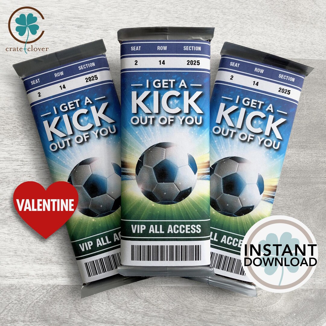 Sports Valentines Day | Soccer Valentine's Day Card | Candy Bar Wrapper ...