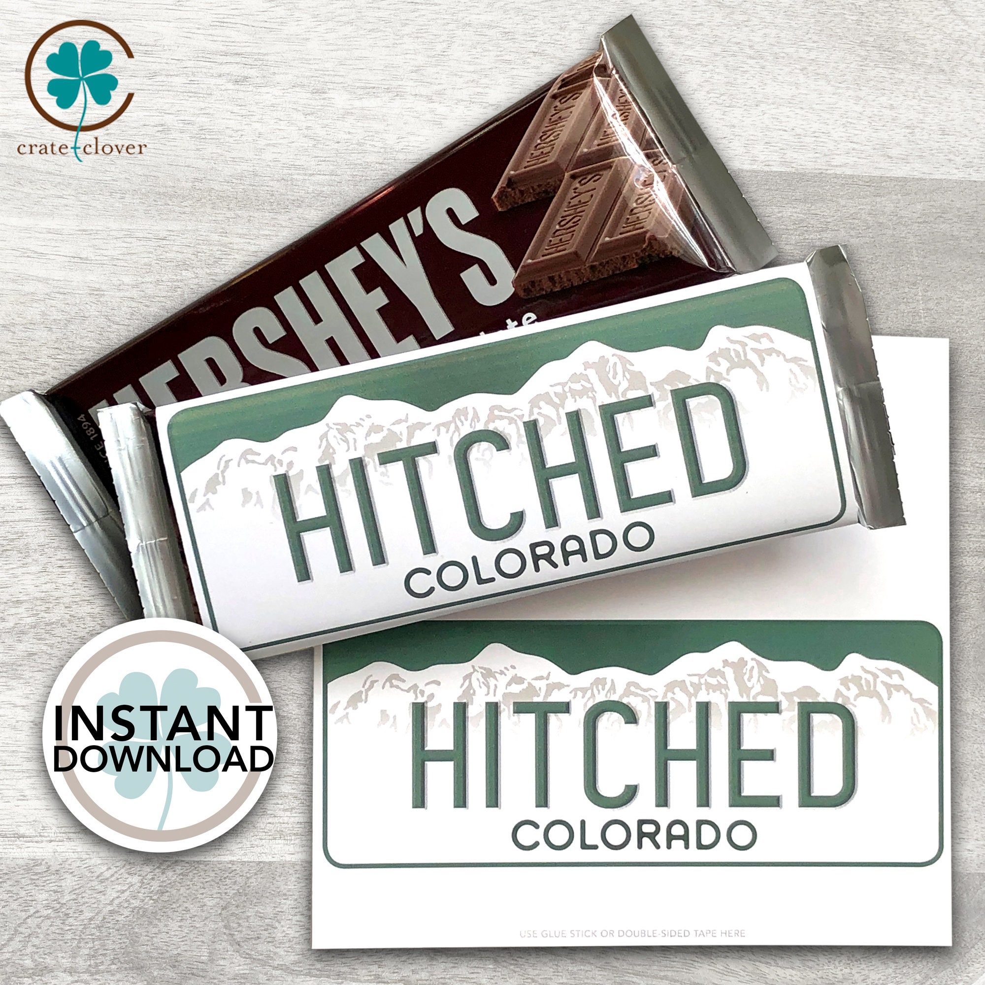 Colorado Wedding Favor: License Plate Chocolate Bar Wrapper (digital ...