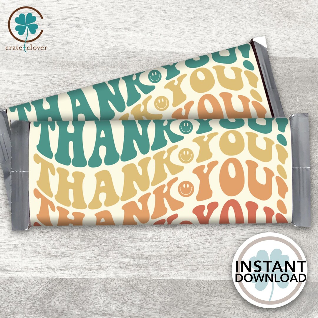 Retro Thanks Appreciation Gift | Chocolate Bar Wrapper | PRINTABLE ...