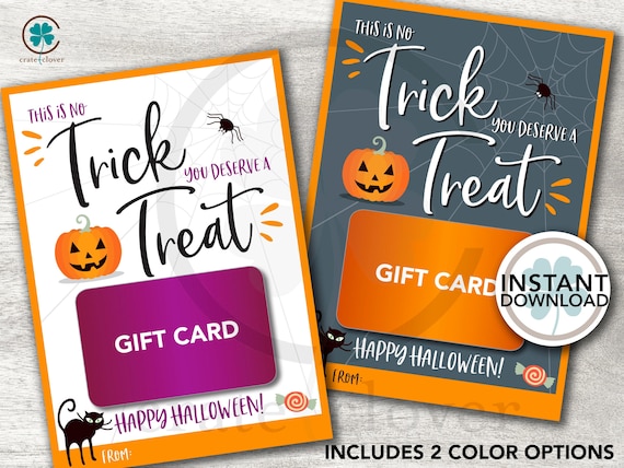 Halloween Gift Card Holder PRINTABLE Thank You Card | Etsy