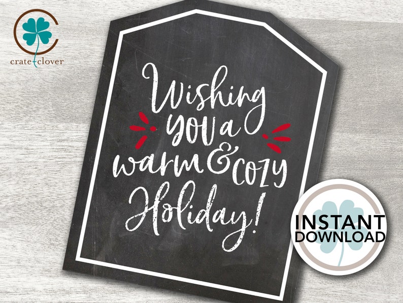 Holiday Gift Tag Wishing You a Warm and Cozy Holiday | Etsy