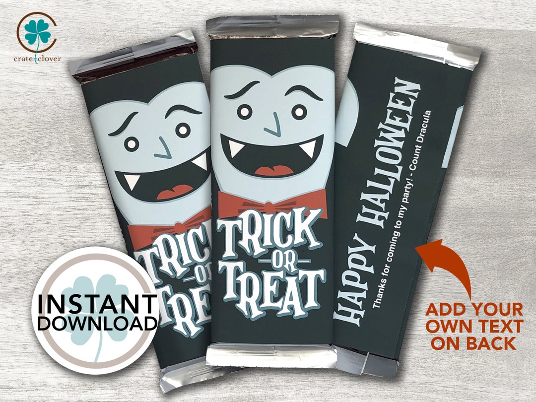 Dracula Halloween Candy Bar Wrapper: Trick or Treat Party Favor ...