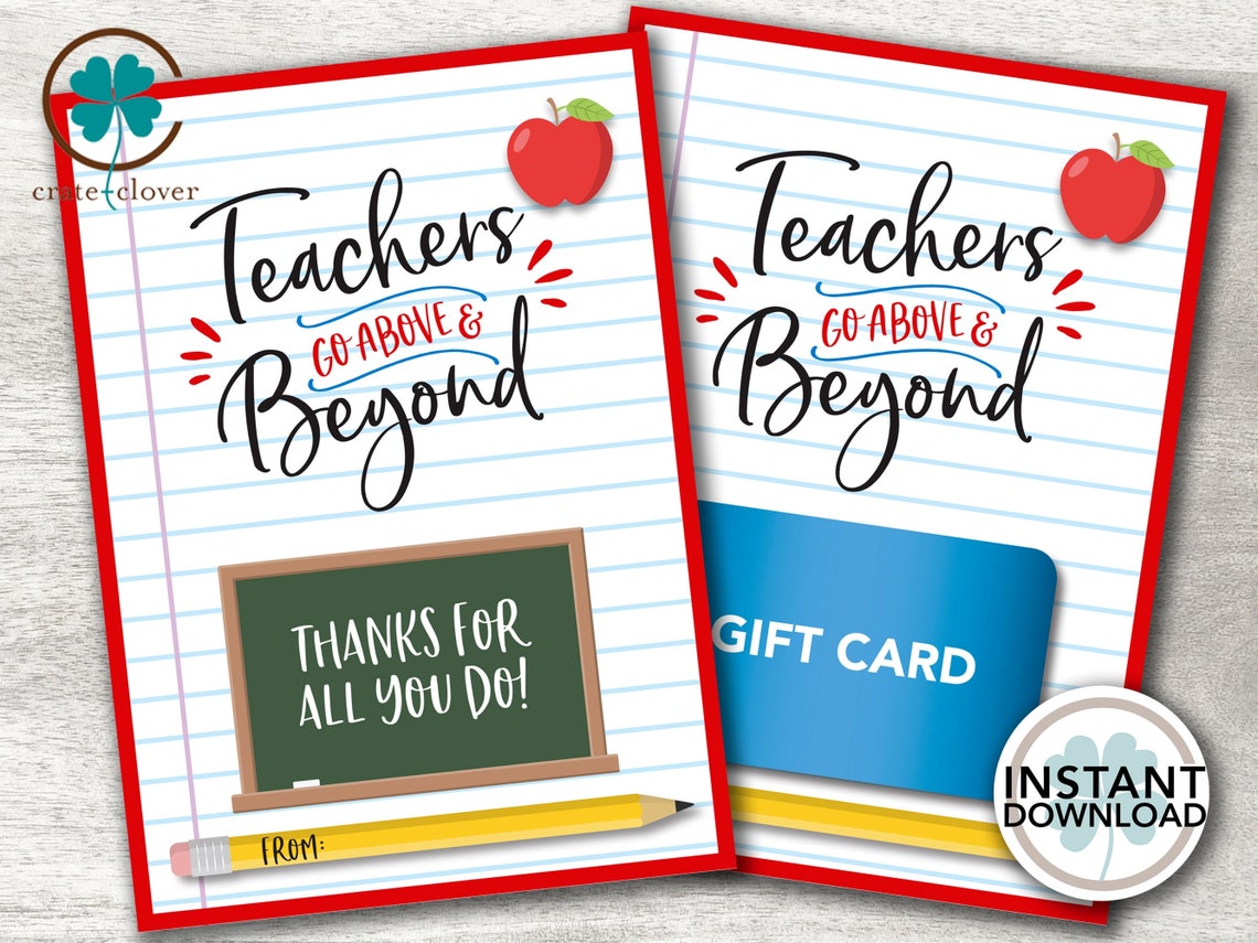 Teacher Appreciation Gift Card Holder PRINTABLE Thank You - Etsy