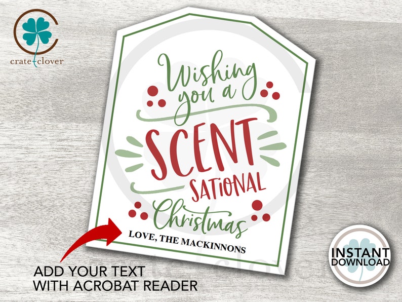 Scent-sational Christmas Gift Tag | Printable Holiday Tag (instant ...