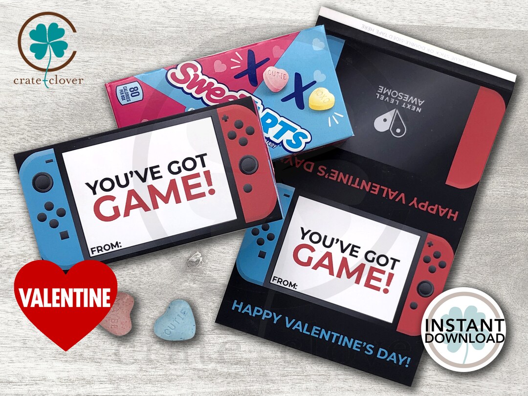 Gamer Valentine Wrapper Conversation Heart Box PRINTABLE Classroom ...