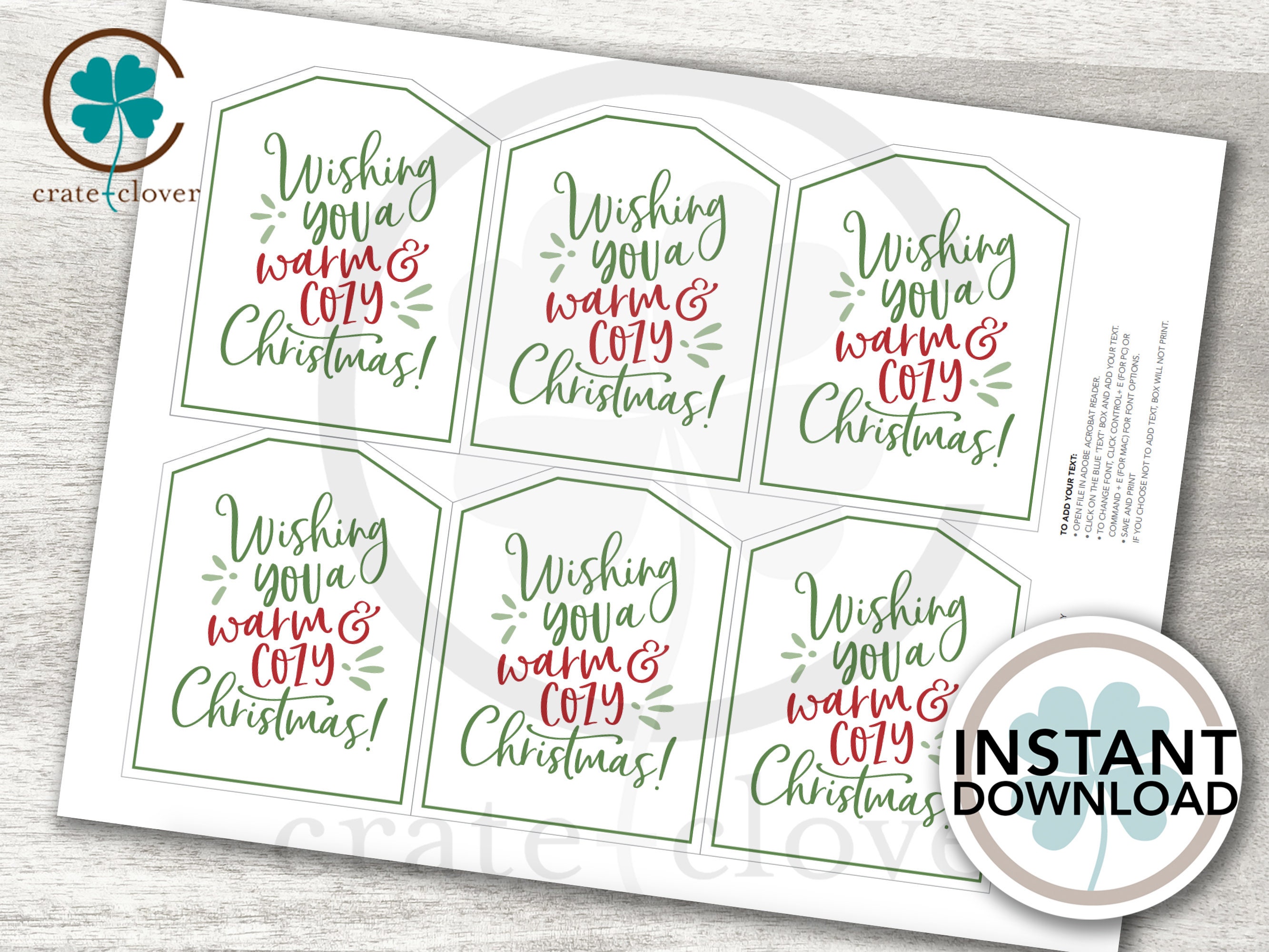 Wishing You a Warm and Cozy Christmas | INSTANT DOWNLOAD | Christmas ...