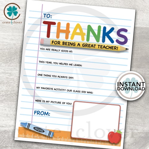 Teacher Appreciation Printable End of Year Teacher Gift End of - Etsy