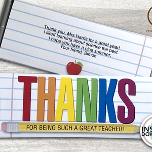 Thanks Wrapper | Teacher Appreciation Gift | Candy Bar Wrapper ...