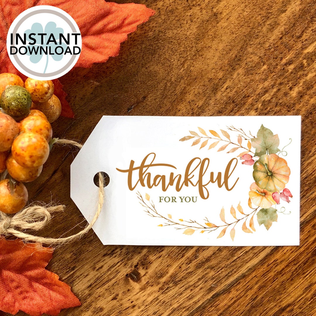 Thankful for You Gift Tag || Thanksgiving Hang Tag || Thanksgiving ...
