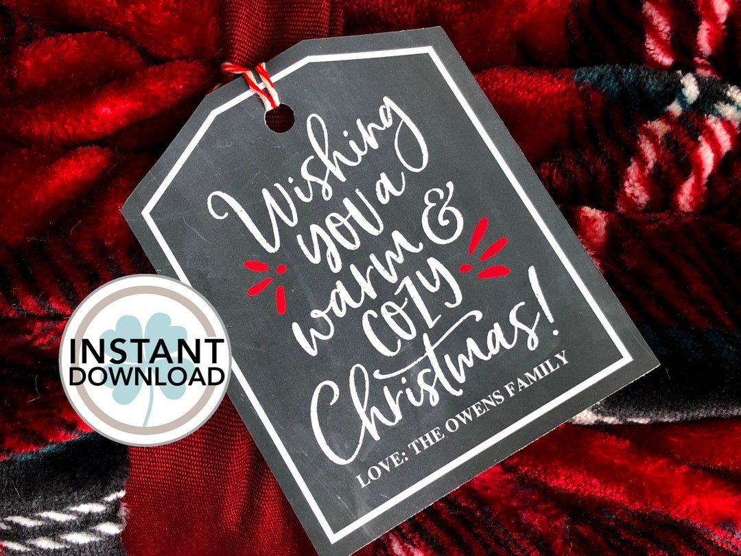 Christmas Gift Tag | Wishing You a Warm and Cozy Christmas | PRINTABLE ...
