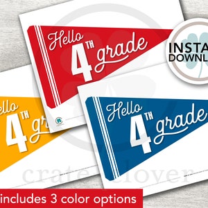 Hello 4th Grade Flag: Back to School Photo Prop (digital Download) - Etsy