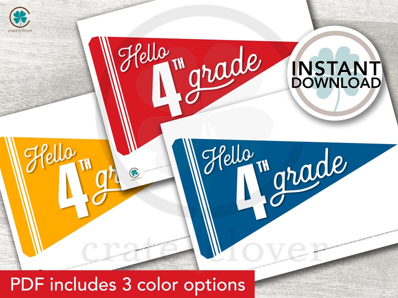 Hello 4th Grade Flag: Back to School Photo Prop (digital Download) - Etsy