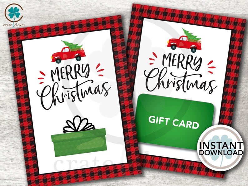 Christmas Gift Card Holder PRINTABLE Thank You Card - Etsy