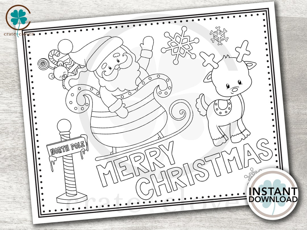 Christmas Coloring Sheet | PRINTABLE | Placemat Dinner Table Classroom ...