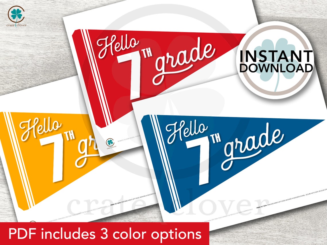 Hello 7th Grade Flag Back to School Sign First Day of - Etsy