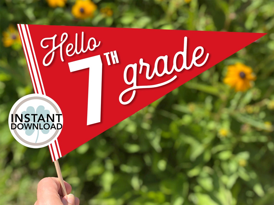 Hello 7th Grade Flag Back to School Sign First Day of - Etsy