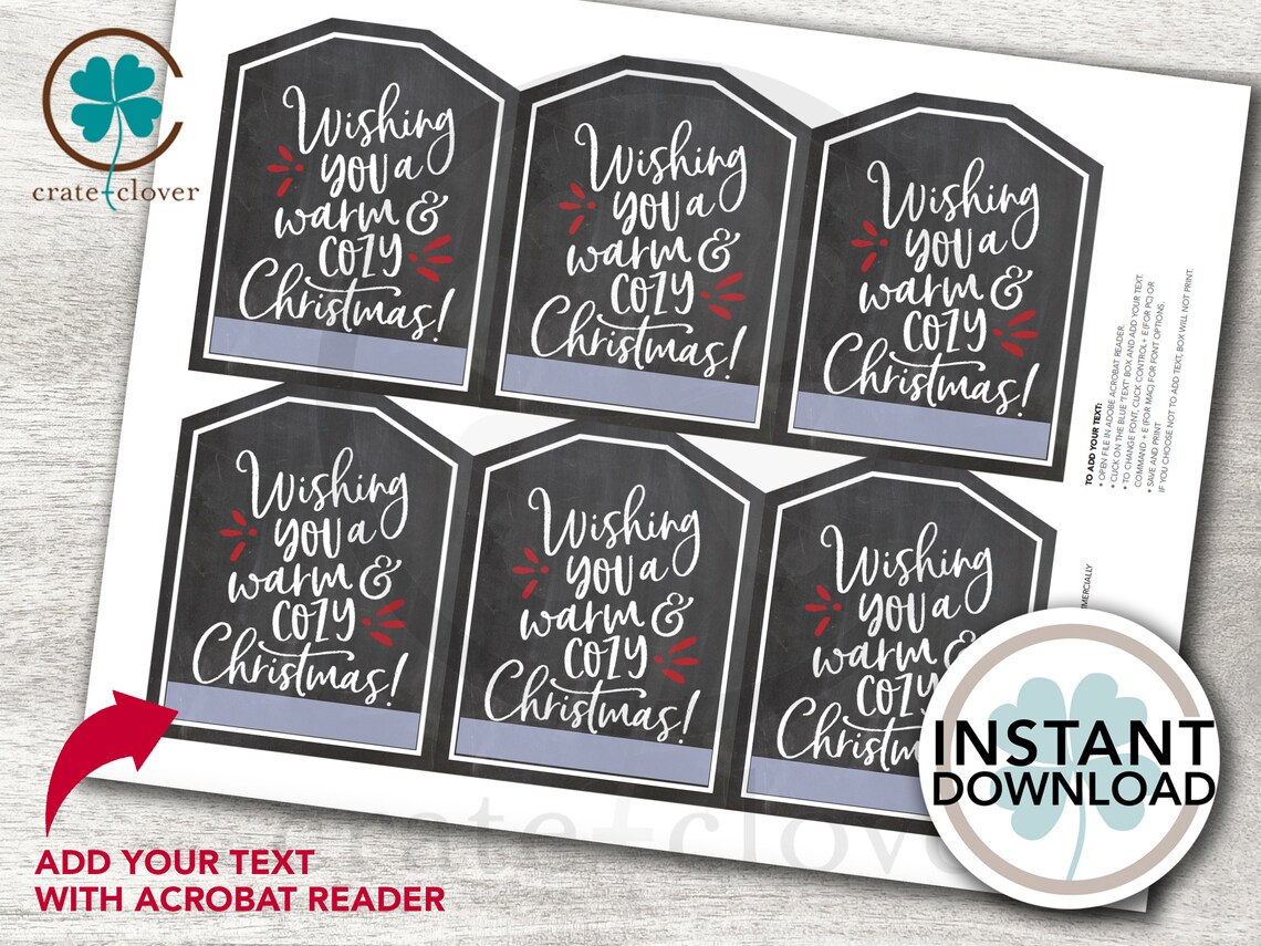 Christmas Gift Tag Wishing You a Warm and Cozy Christmas - Etsy
