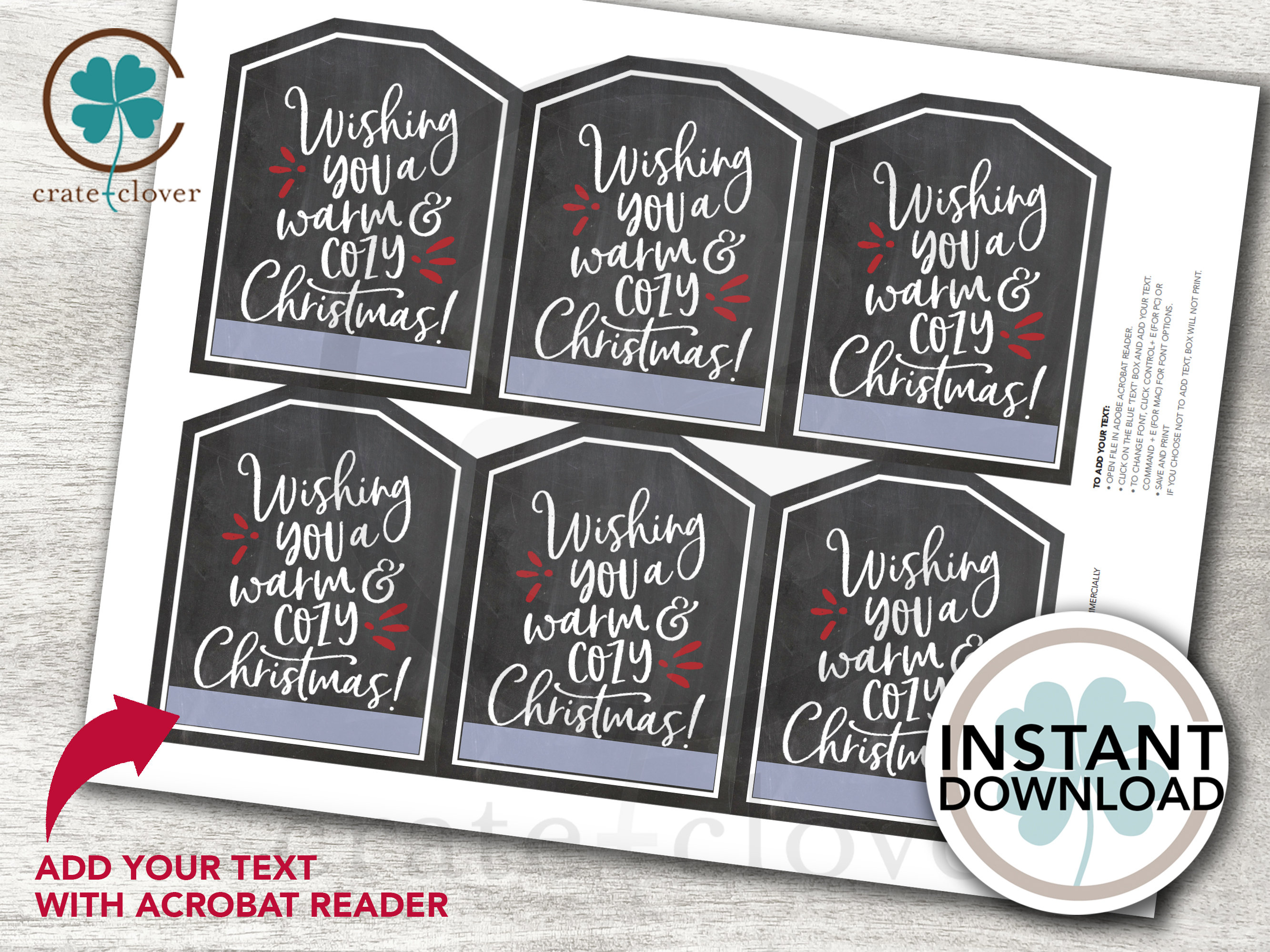 Christmas Gift Tag Wishing You a Warm and Cozy Christmas - Etsy