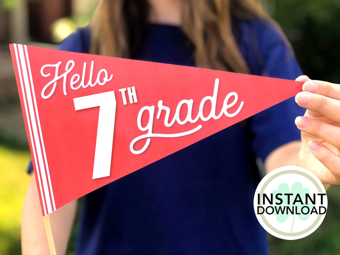 Hello 7th Grade Flag Back to School Sign First Day of - Etsy