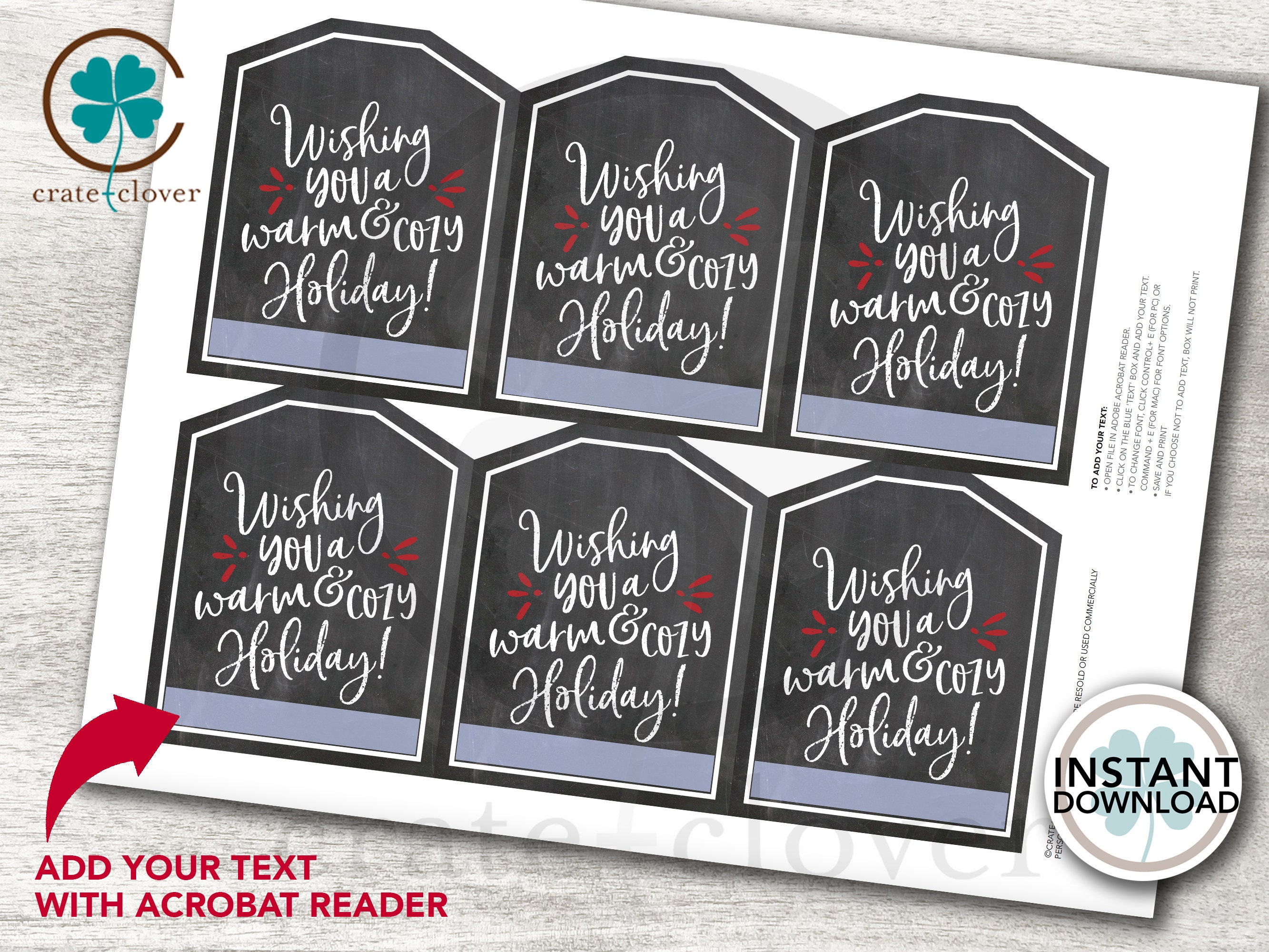 Holiday Gift Tag Wishing You a Warm and Cozy Holiday | Etsy