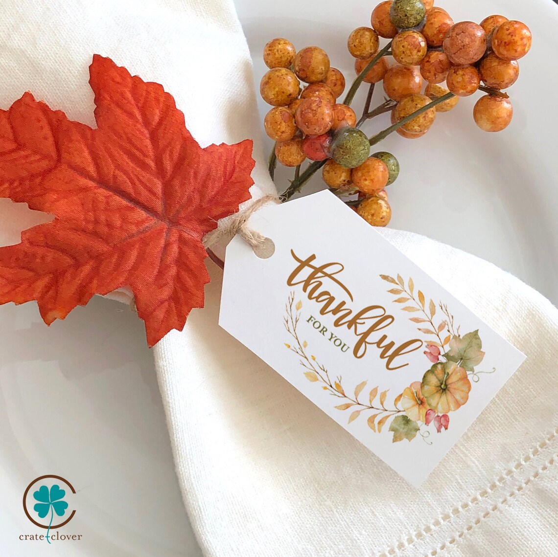 Thankful for You Gift Tag Thanksgiving Hang Tag | Etsy