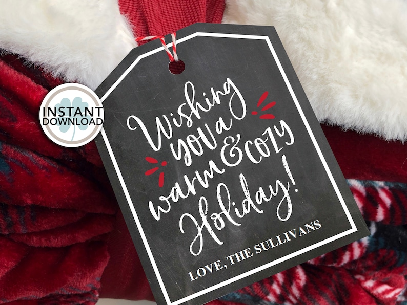 Holiday Gift Tag Wishing You a Warm and Cozy Holiday | Etsy