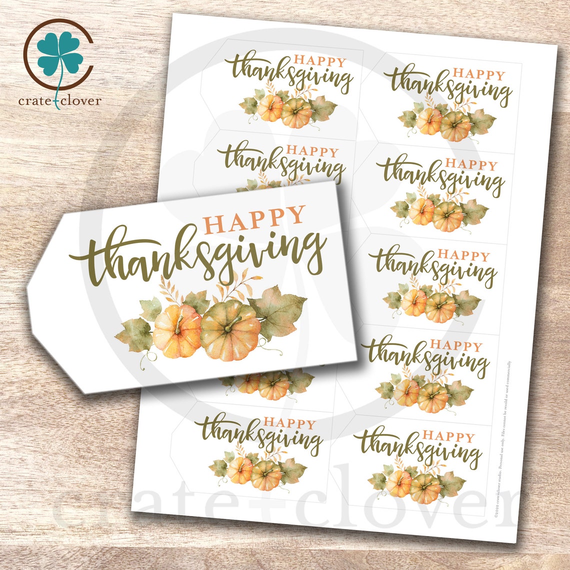 Happy Thanksgiving Gift Tag Thanksgiving Hang Tag - Etsy