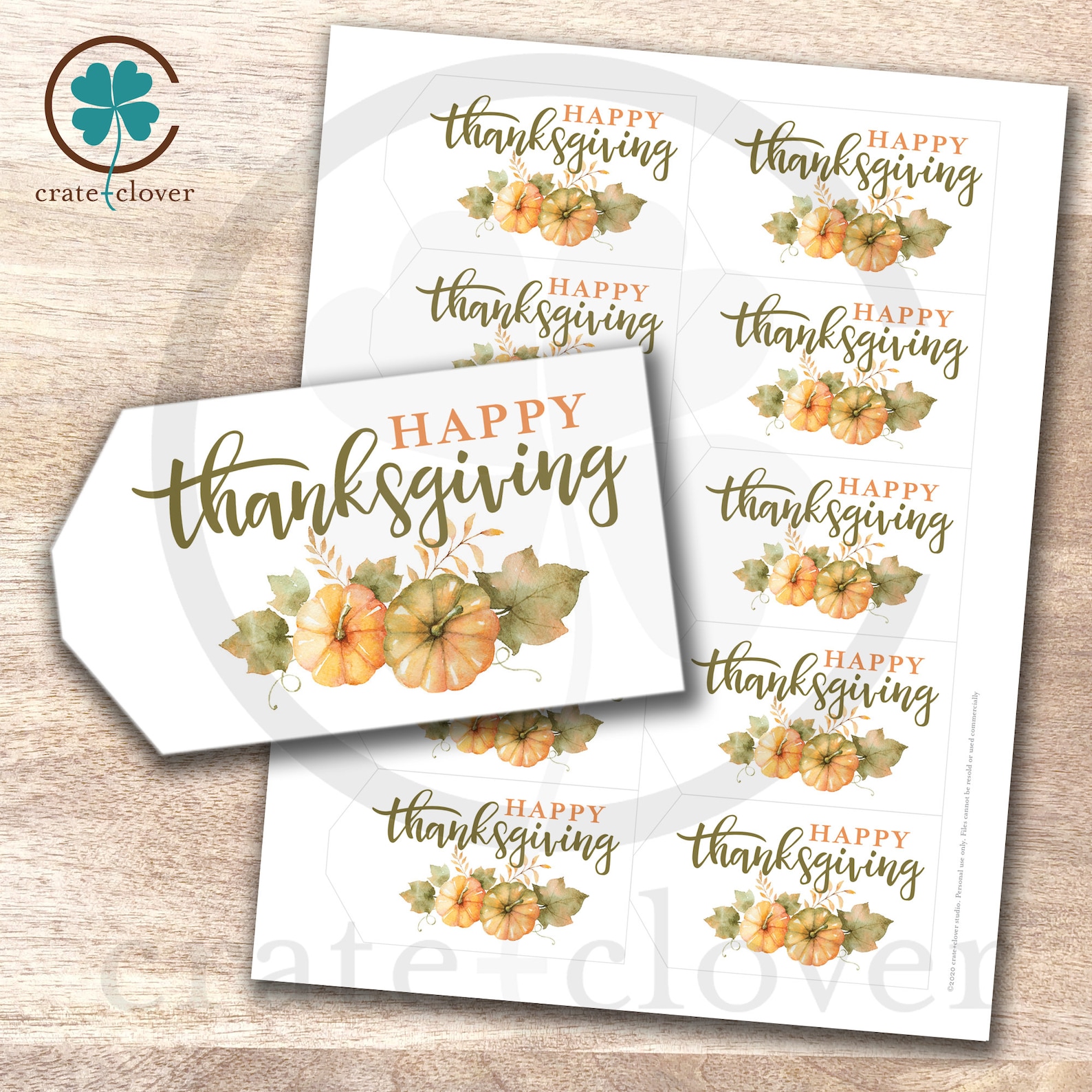 Happy Thanksgiving Gift Tag Thanksgiving Hang Tag - Etsy