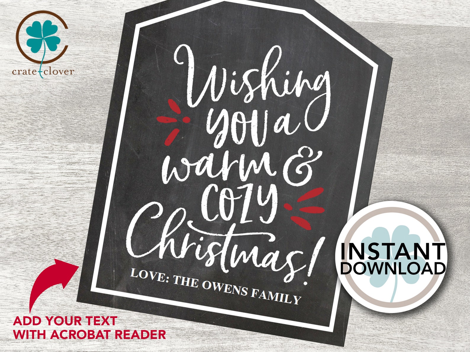 Christmas Gift Tag Wishing You a Warm and Cozy Christmas - Etsy