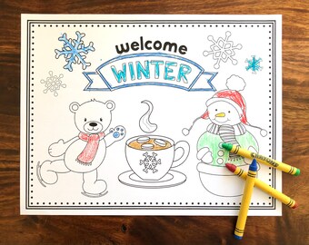 Christmas Coloring Sheet PRINTABLE Placemat Dinner Table | Etsy