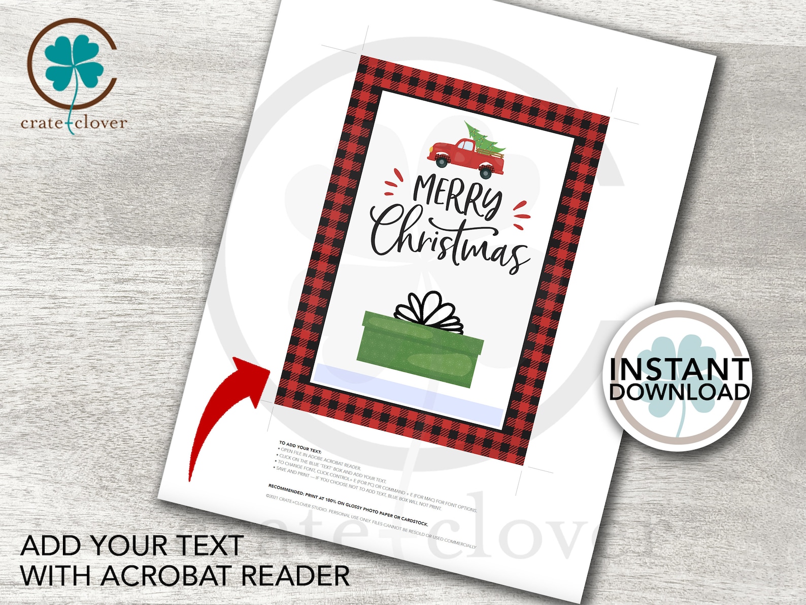 Christmas Gift Card Holder PRINTABLE Thank You Card INSTANT DOWNLOAD ...