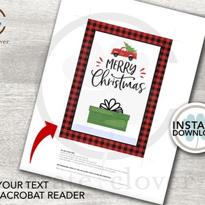 Christmas Gift Card Holder PRINTABLE Thank You Card INSTANT DOWNLOAD ...