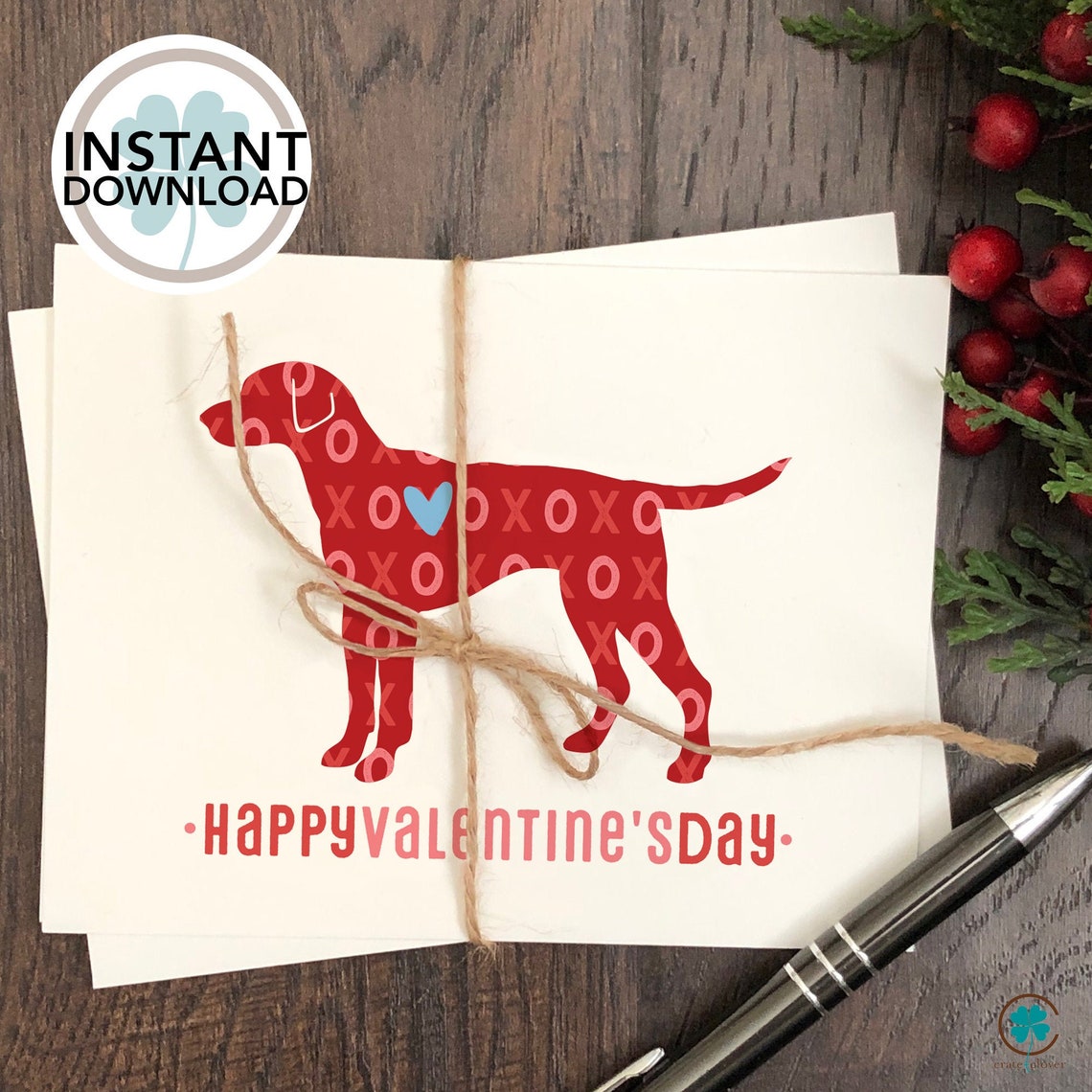 LAB Valentine's Day Card Dog Lover PRINTABLE INSTANT | Etsy