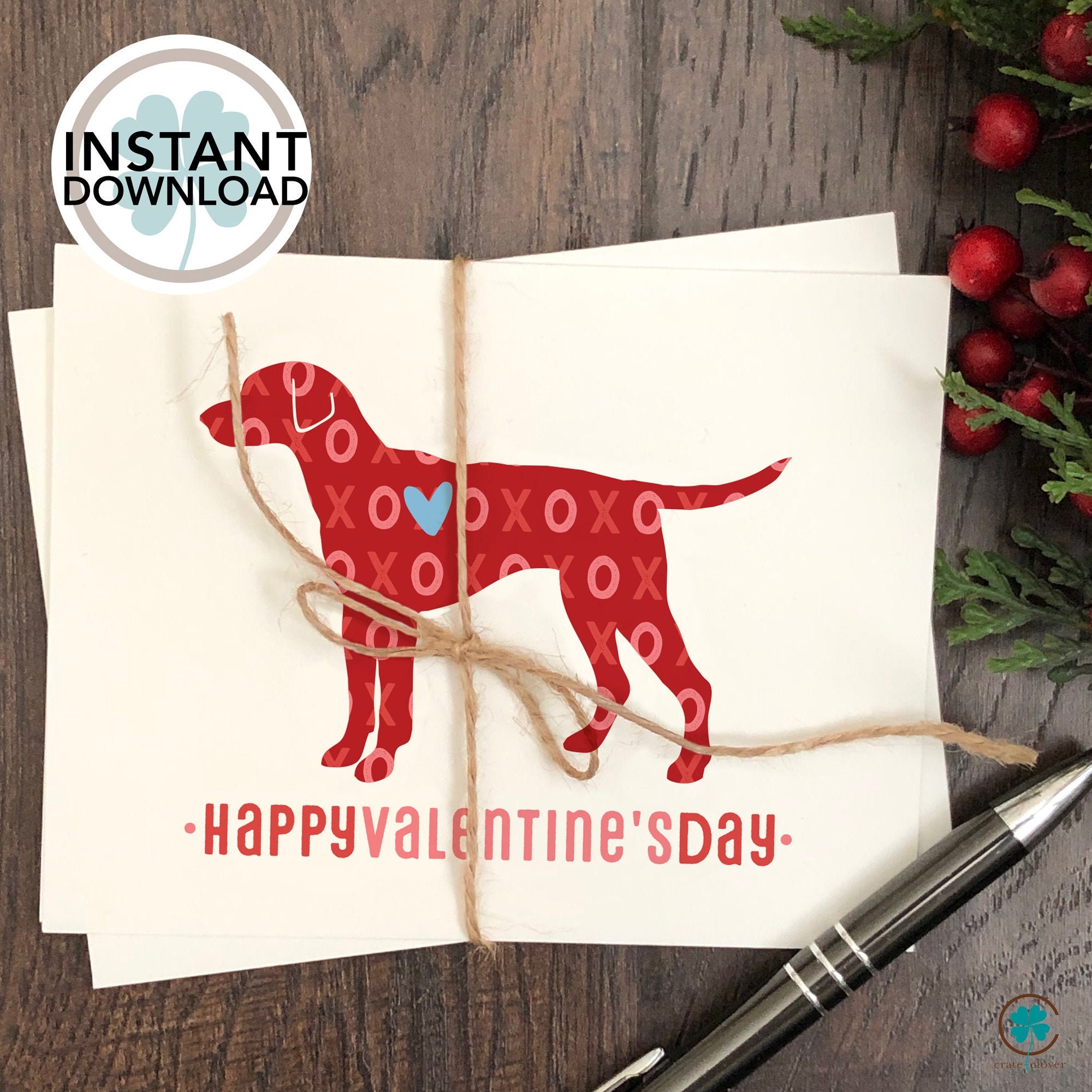 LAB Valentine's Day Card Dog Lover PRINTABLE INSTANT | Etsy