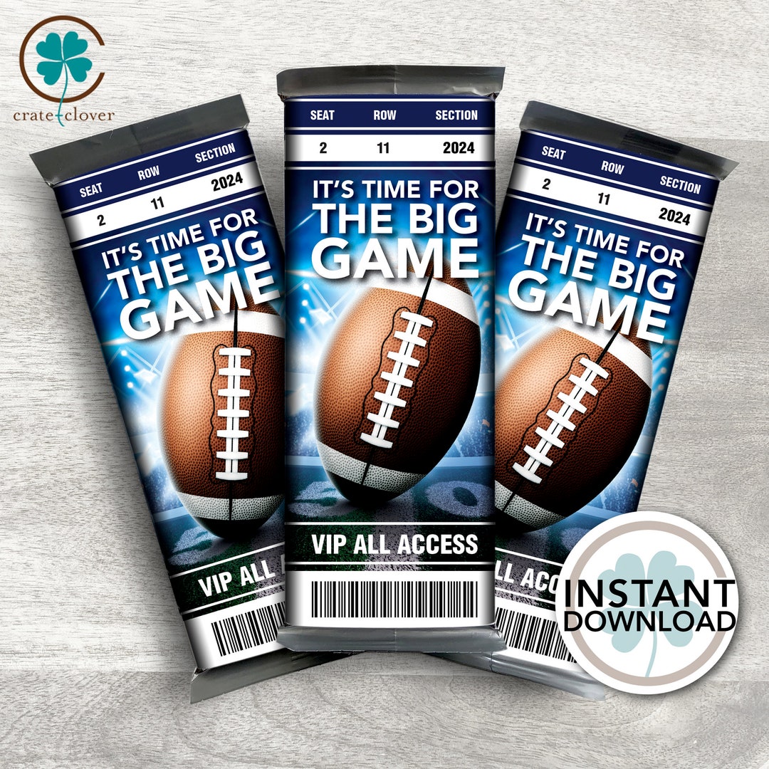 Big Game Football Party Favor | PRINTABLE | Chocolate Bar Wrapper ...