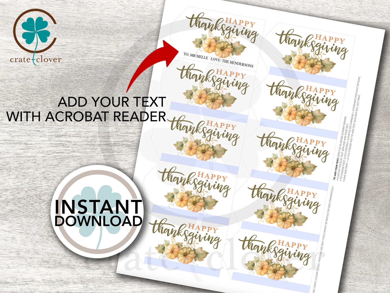 Happy Thanksgiving Gift Tag Thanksgiving Hang Tag - Etsy