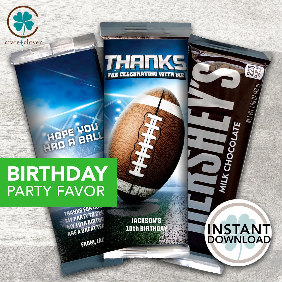 Football Birthday Party Favor PRINTABLE Chocolate Bar Wrapper INSTANT ...