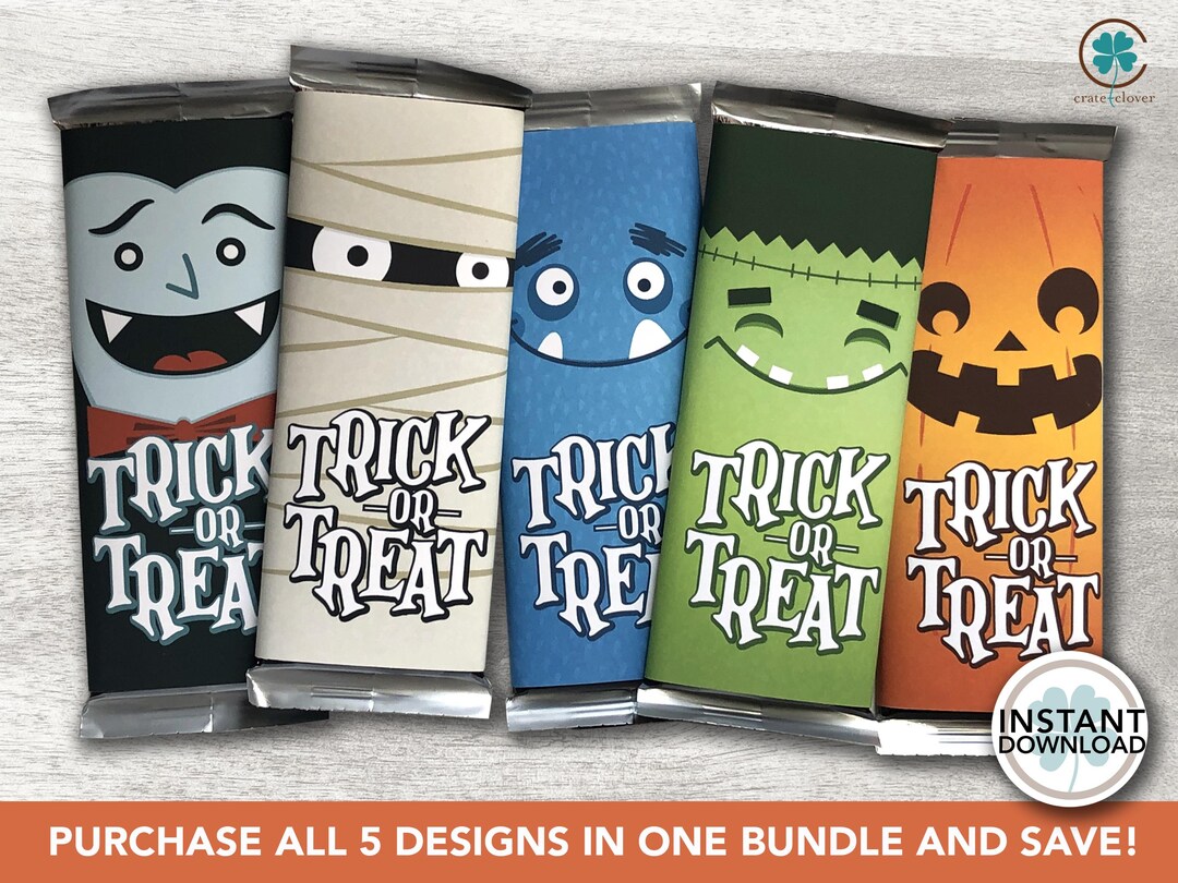 Halloween Candy Bar Wrapper | PRINTABLE | Trick or Treat | INSTANT ...